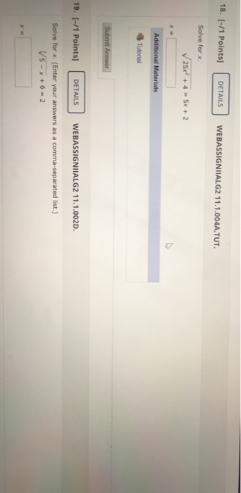 Solved 18. [-/1 Points) DETAILS WEBASSIGNIIALG2 | Chegg.com