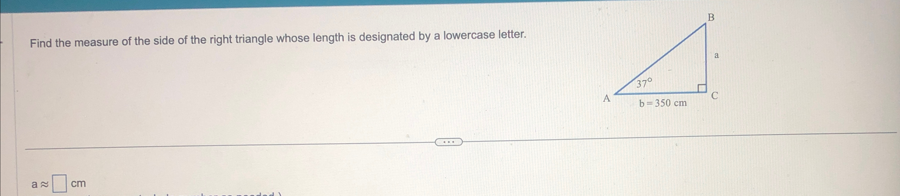 Solved Find the measure of the side of the right triangle | Chegg.com
