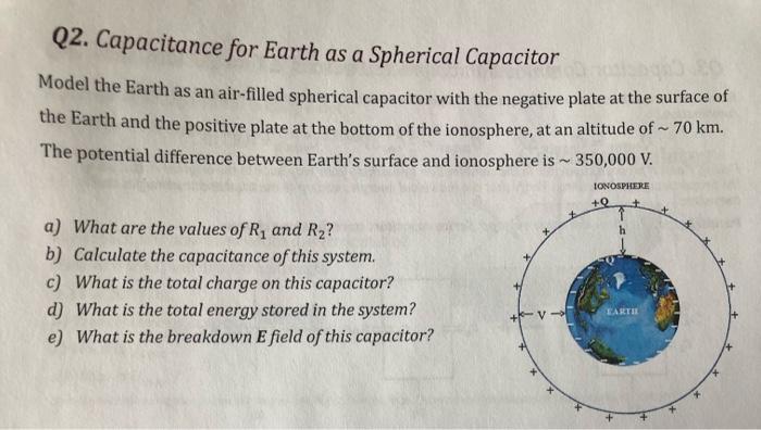 Solved Q2. Capacitance for Earth as a Spherical Capacitor | Chegg.com