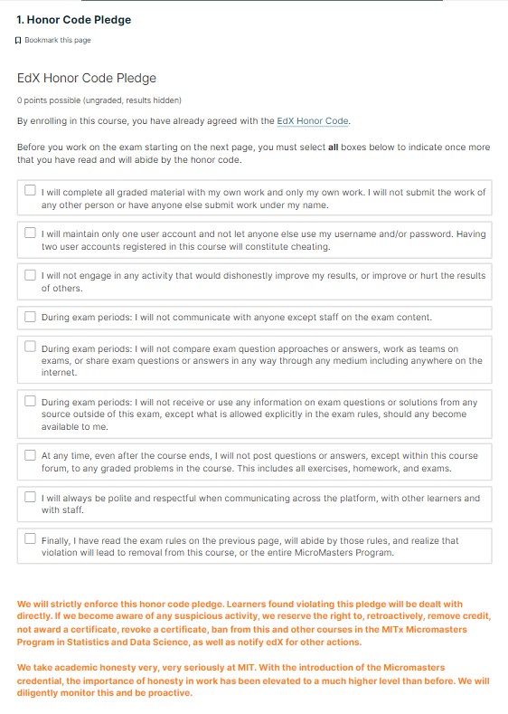 Solved Honor Code PledgeD Bookmark this pageEdX Honor Code | Chegg.com