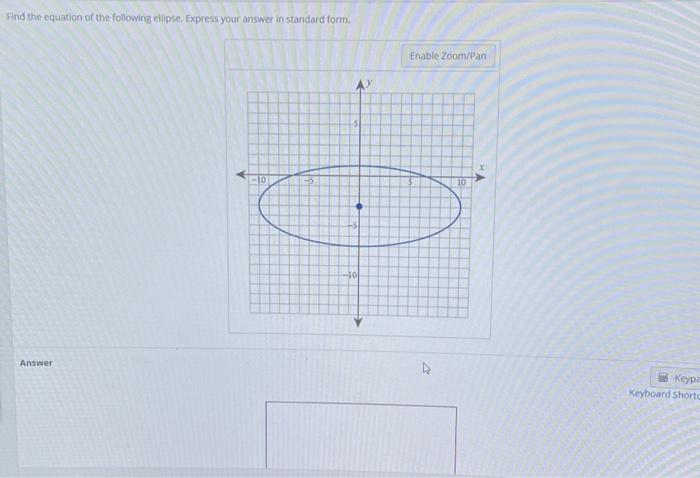 Solved Find the equation of the following ellipse. Express | Chegg.com