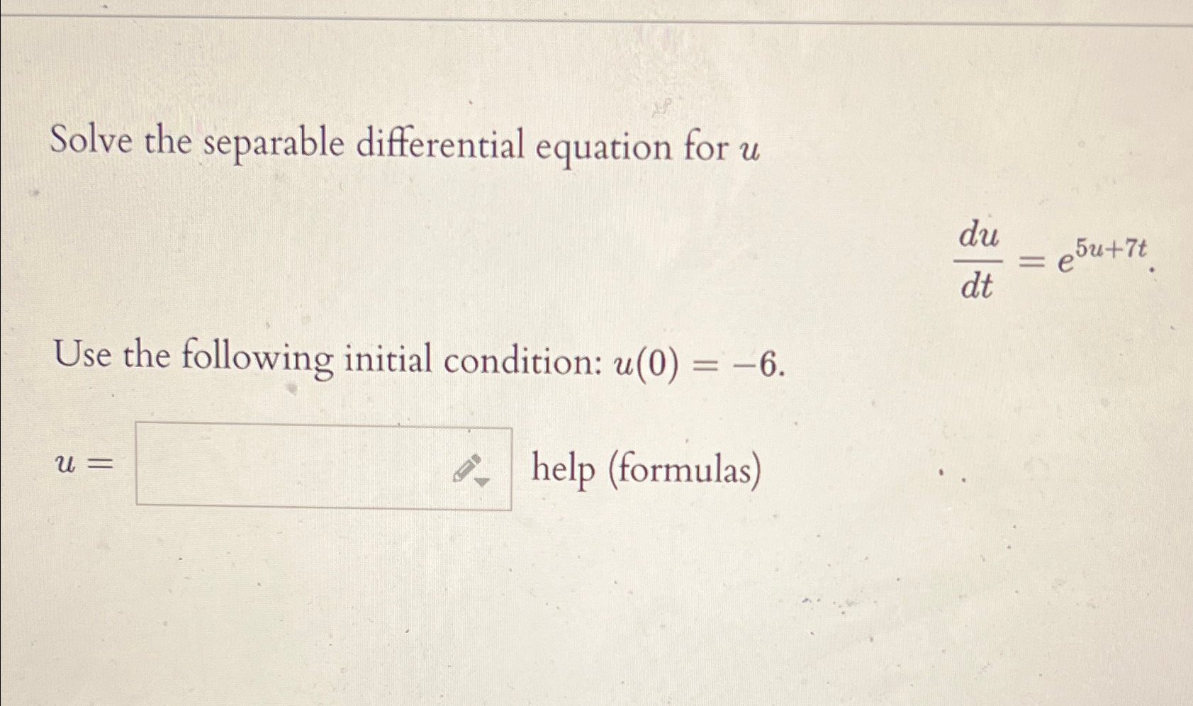 Solved Solve the separable differential equation for | Chegg.com