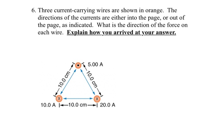 Solved 6. Three current-carrying wires are shown in orange. | Chegg.com