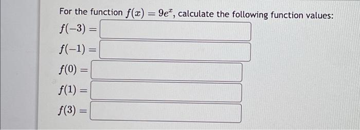 Solved For the function f(x)=9ex, calculate the following | Chegg.com