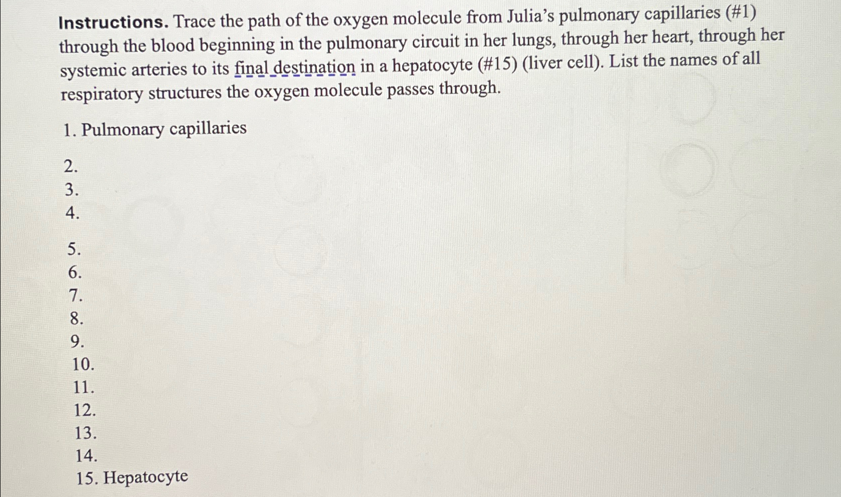 Solved Instructions. Trace the path of the oxygen molecule | Chegg.com