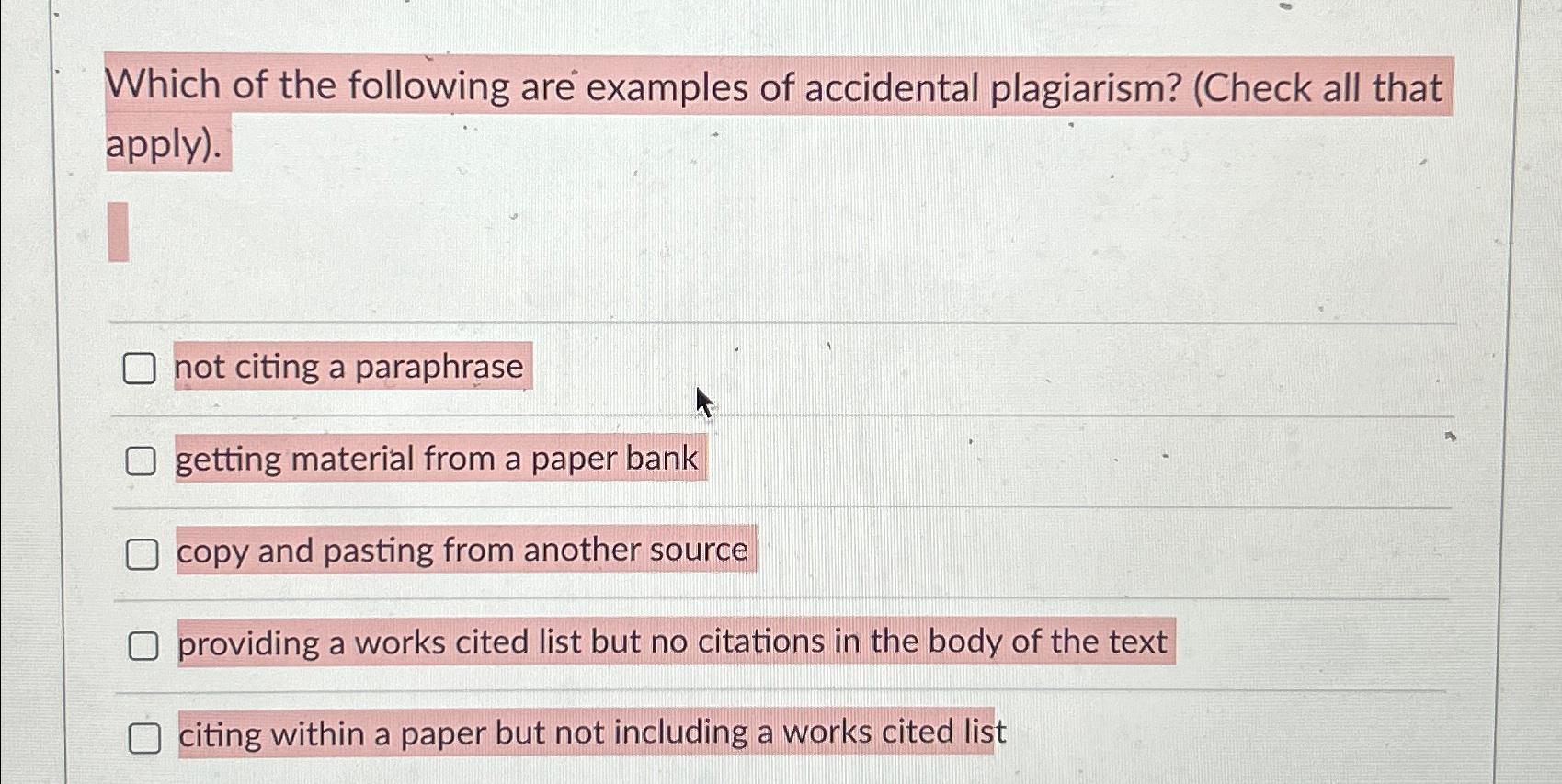 Solved Which of the following are examples of accidental | Chegg.com