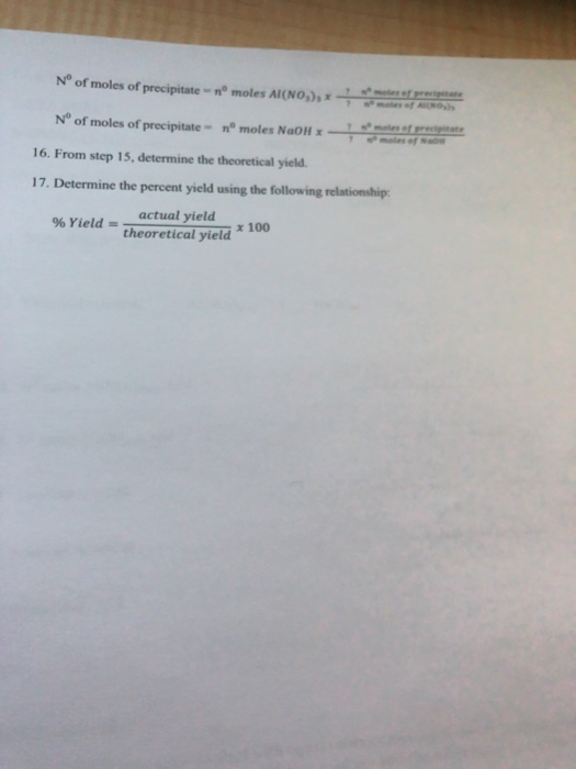 PPPA LAB VIII. DETERMINATION OF THE PERCENT YIELD OF | Chegg.com