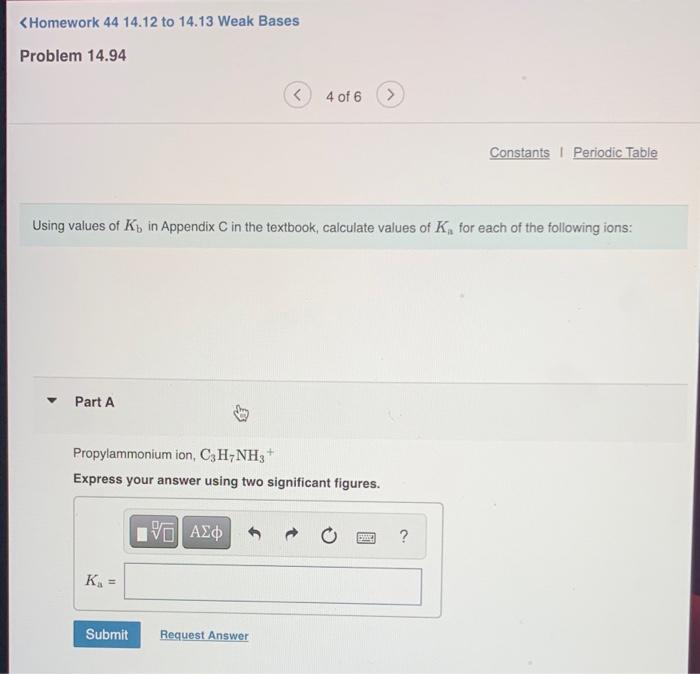 Solved Constants Using values of Kb in Appendix C in the | Chegg.com