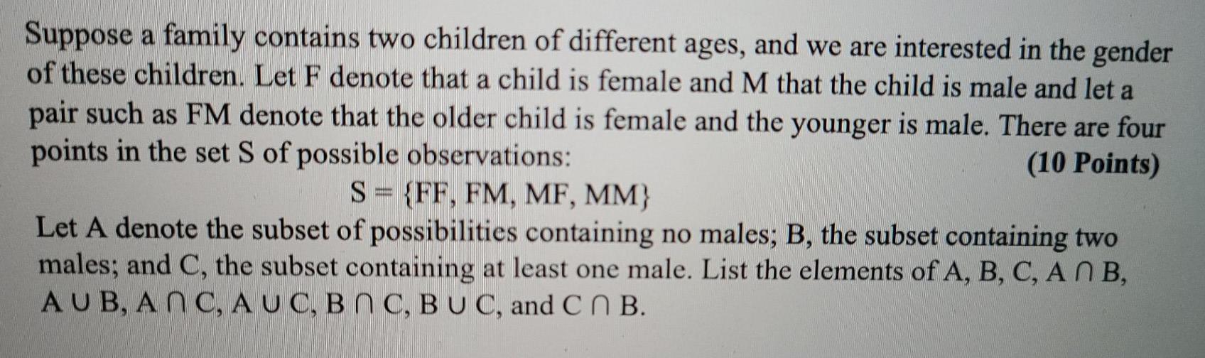 Solved Suppose a family contains two children of different | Chegg.com