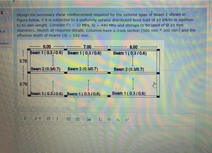 Solved 1 Design the necessary shear reinforcement required | Chegg.com