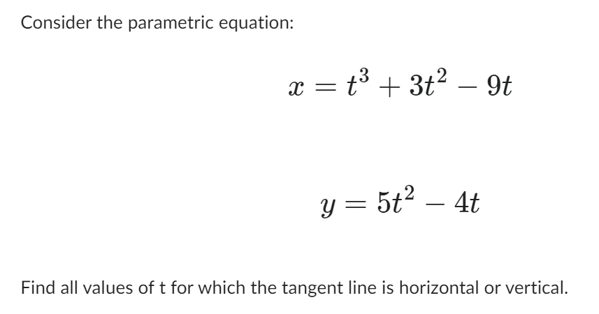 Solved Consider the parametric | Chegg.com