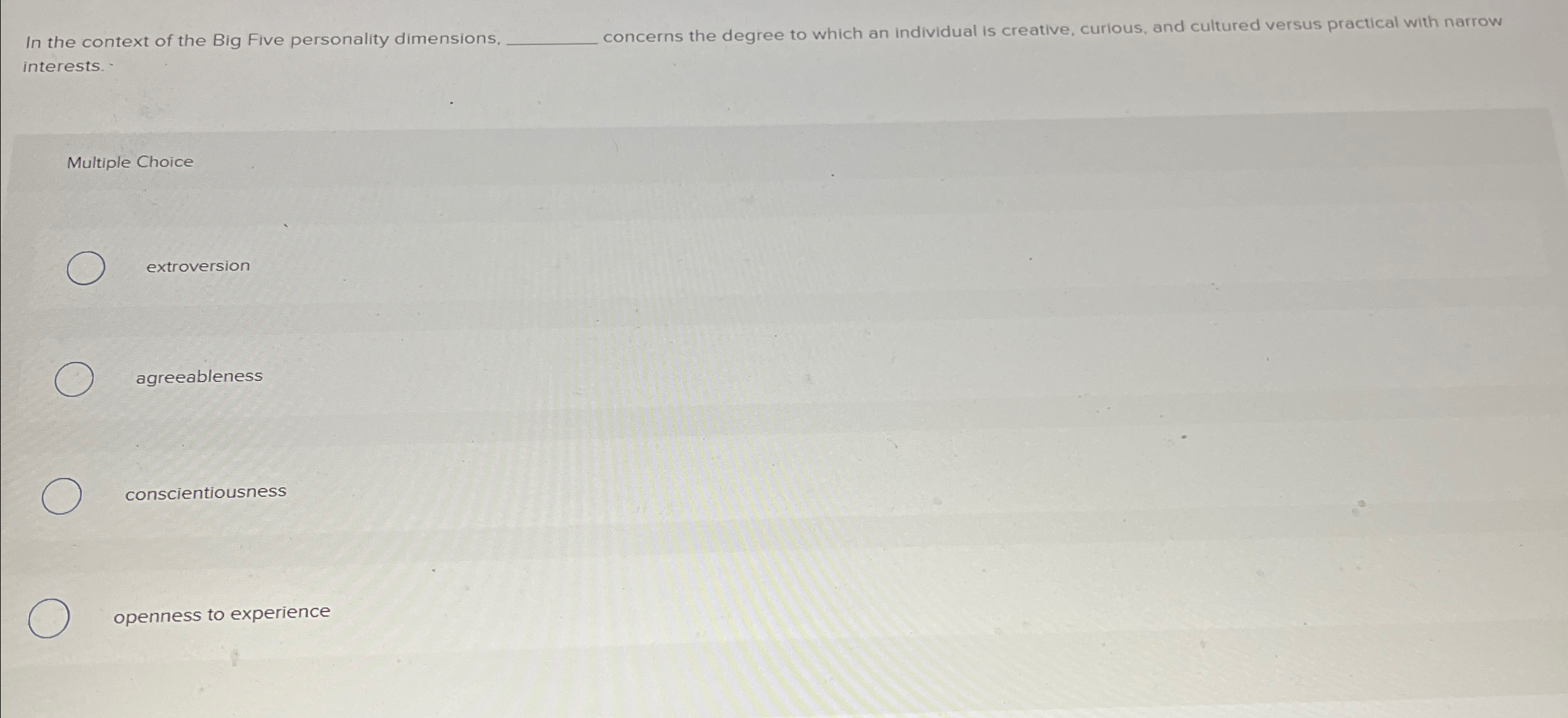 Solved In the context of the Big Five personality | Chegg.com