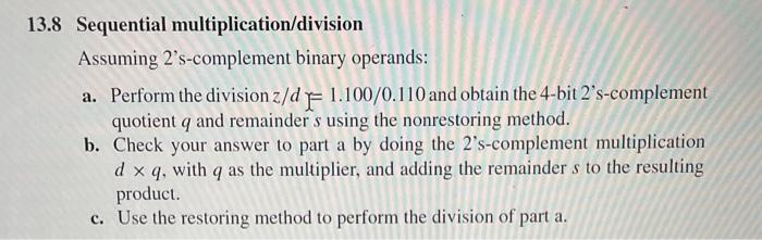 Solved 3.8 Sequential multiplication/division Assuming 2 | Chegg.com