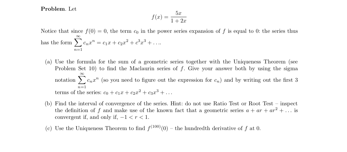 Solved Please solve (a) - (c): Problem. Letf(x)=5x1+2xNotice | Chegg.com