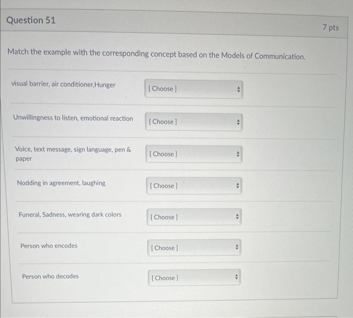 Match the example with the corresponding concept | Chegg.com
