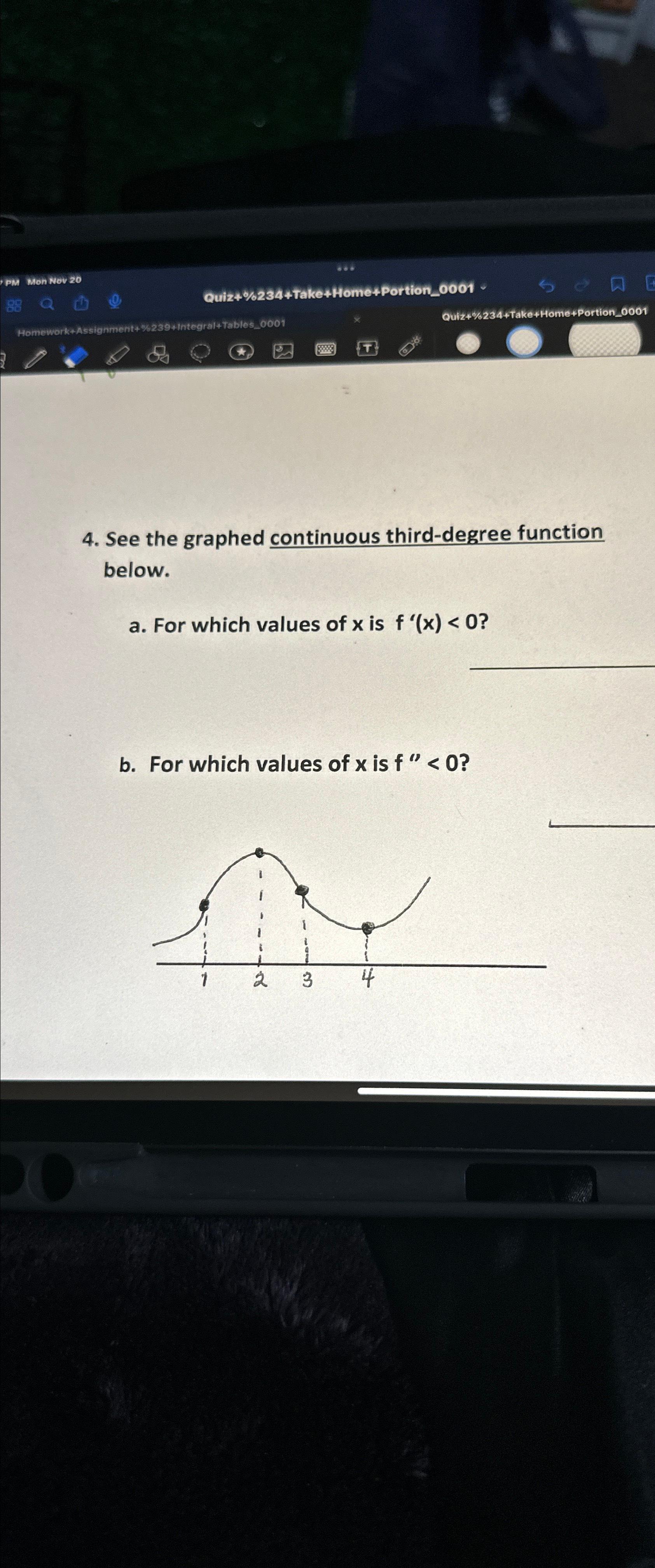 Solved See the graphed continuous third-degree function | Chegg.com