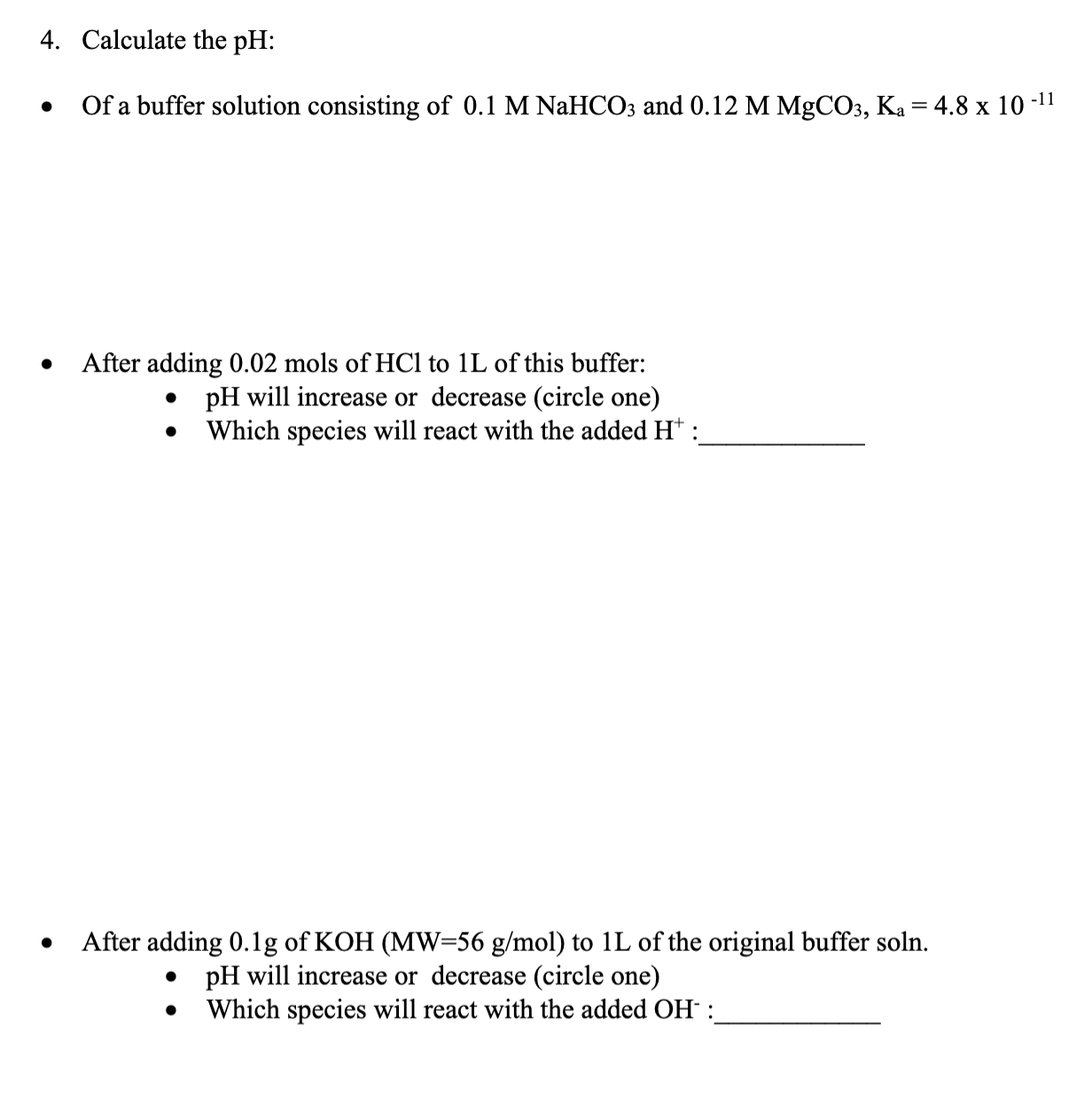Solved Calculate the pH ﻿:Of a buffer solution consisting of | Chegg.com