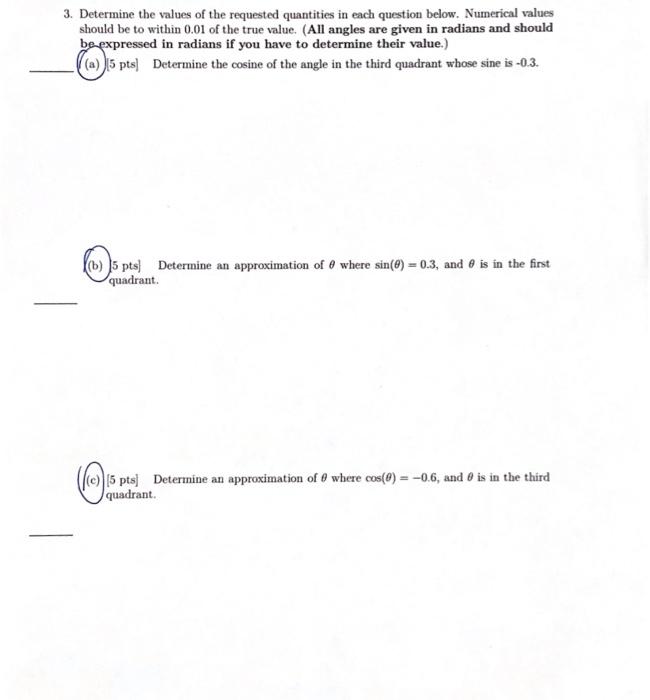 Solved 3. Determine the values of the requested quantities | Chegg.com