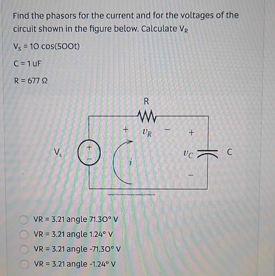 Solved Find the phasors for the current and for the voltages | Chegg.com