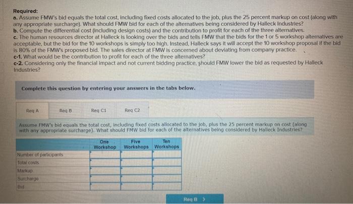 Solved Frederick's Motivational Workshops (FMW) offers | Chegg.com