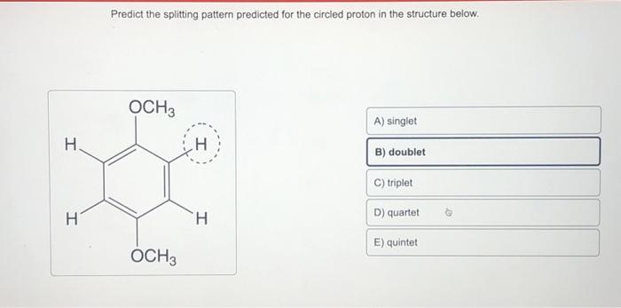 Solved H H Predict the splitting pattern predicted for the | Chegg.com