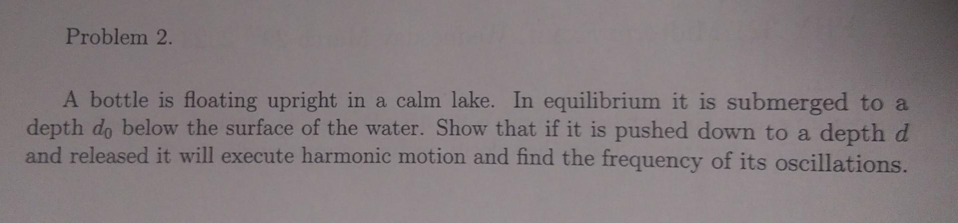Solved A bottle is floating upright in a calm lake. In | Chegg.com