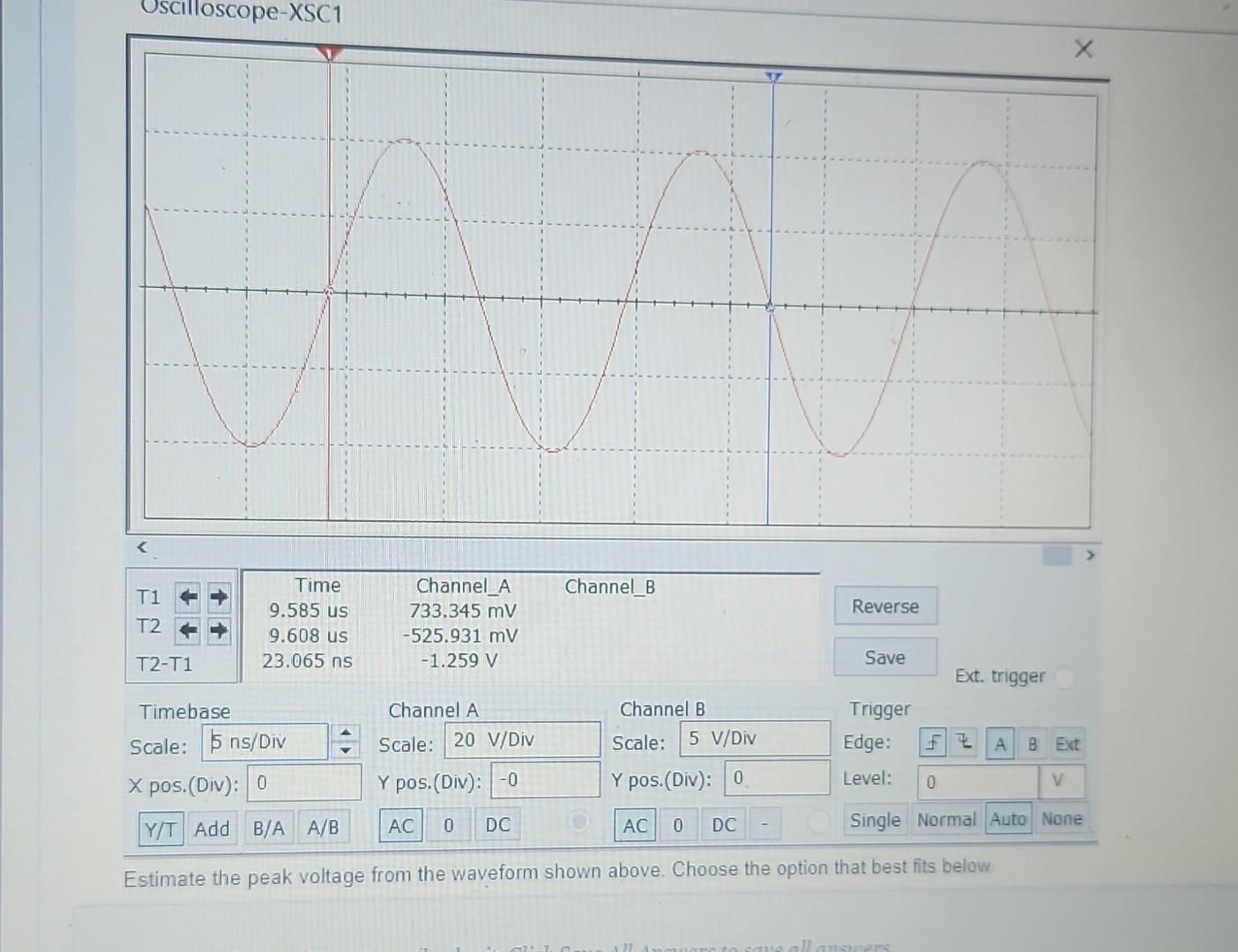 Solved Estimate the peak voltage from the waveform shown | Chegg.com