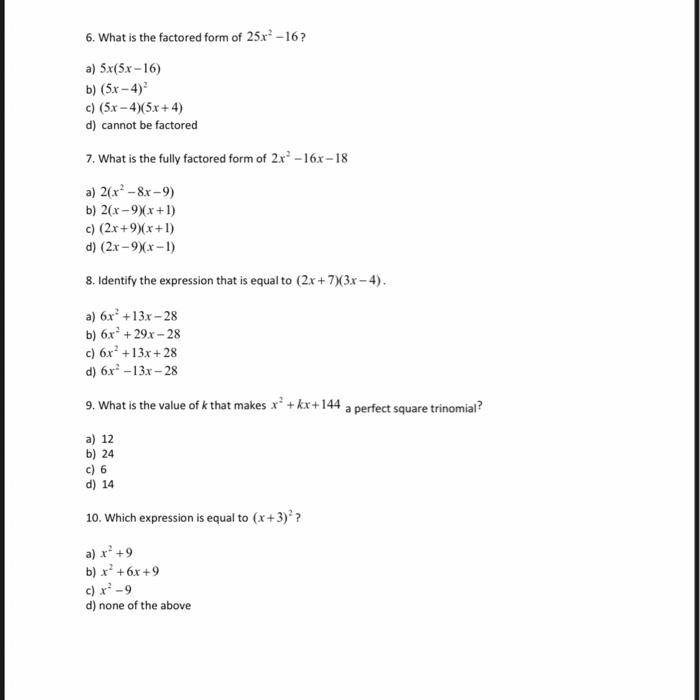 Solved 10C: Unit 4-Polynomials Multiple Choice: Select the | Chegg.com