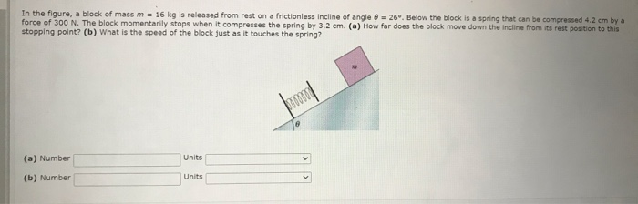 Solved In the figure, a block of mass m = 16 kg is released | Chegg.com