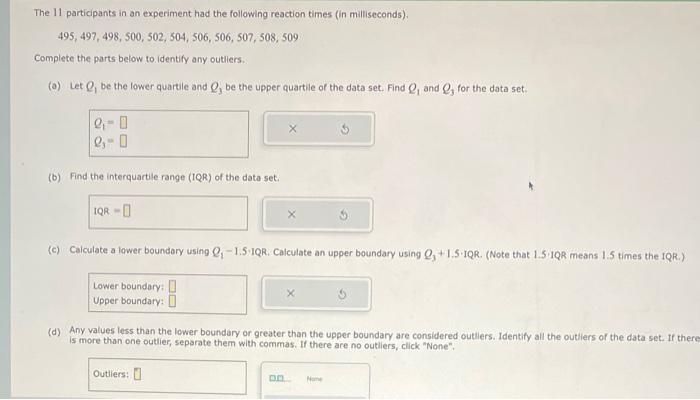 Solved The 11 participants in an experiment had the | Chegg.com