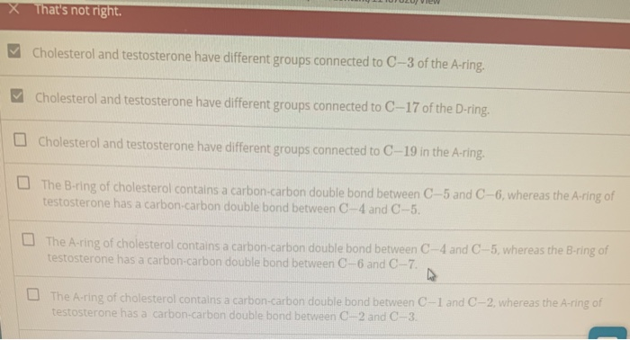 Solved Identify structural difference(s) between cholesterol | Chegg.com