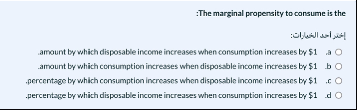Solved :The marginal propensity to consume is | Chegg.com