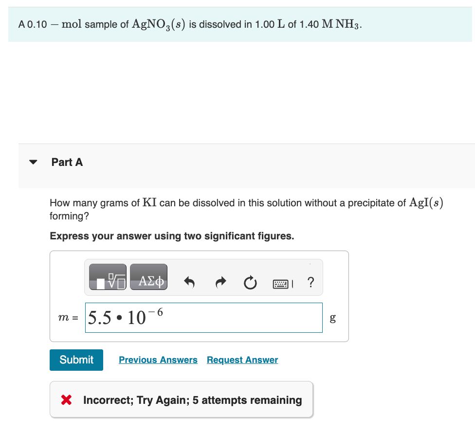 Solved A 0.10-mol sample of AgNO3(s) ﻿is dissolved in 1.00L | Chegg.com
