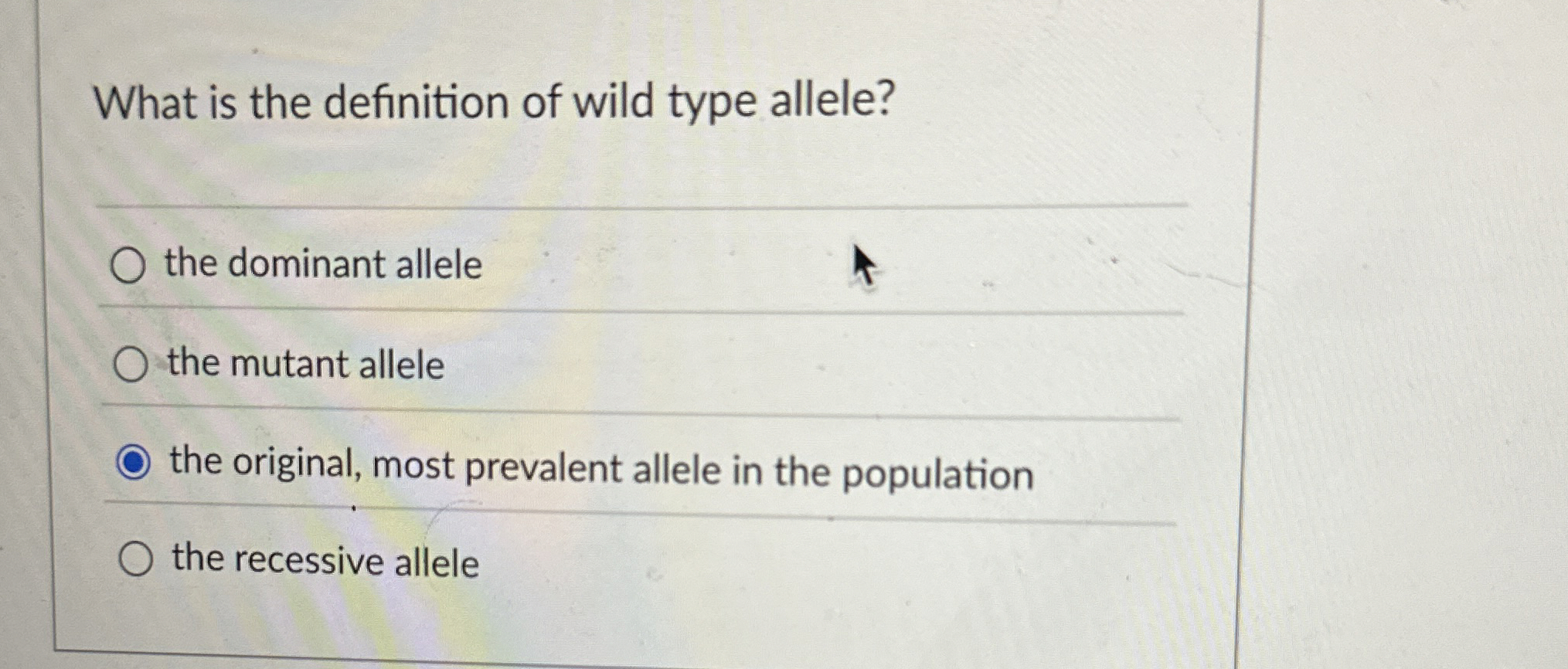 Solved What is the definition of wild type allele?the | Chegg.com