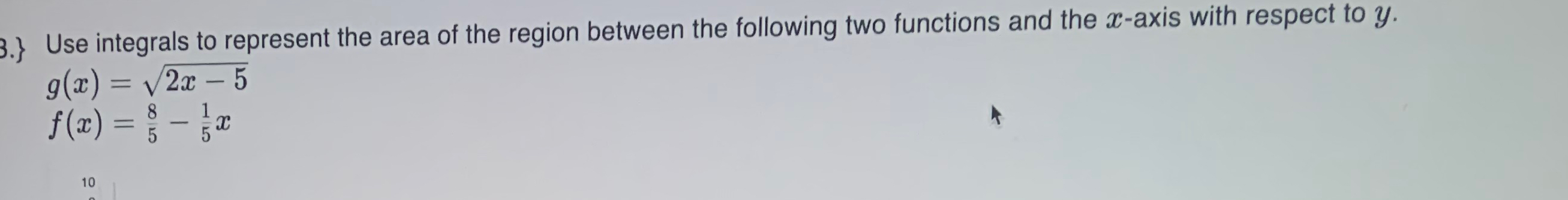 Solved Use integrals to represent the area of the region | Chegg.com
