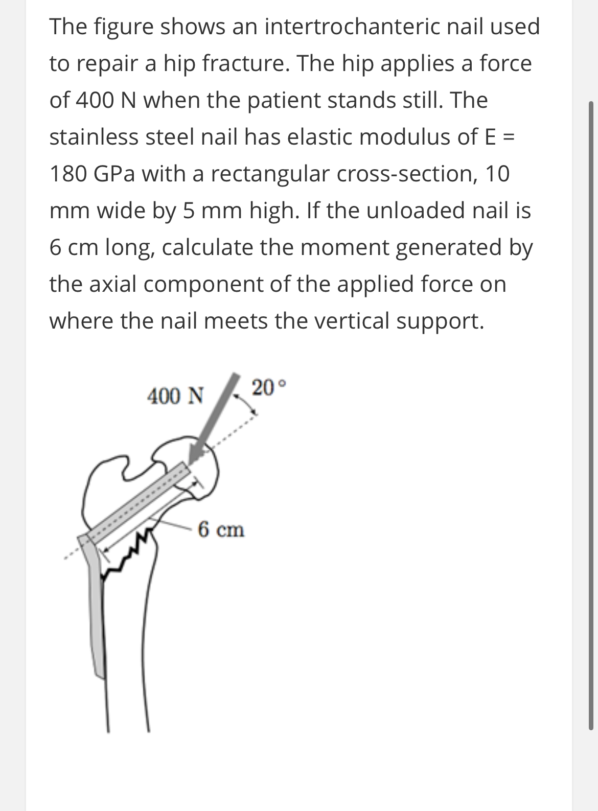 Solved The figure shows an intertrochanteric nail used to | Chegg.com