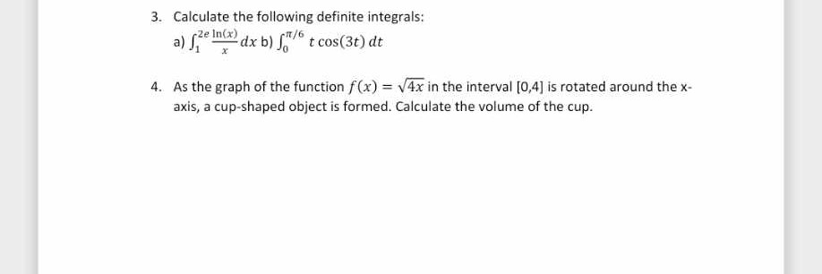 Solved Calculate the following definite | Chegg.com