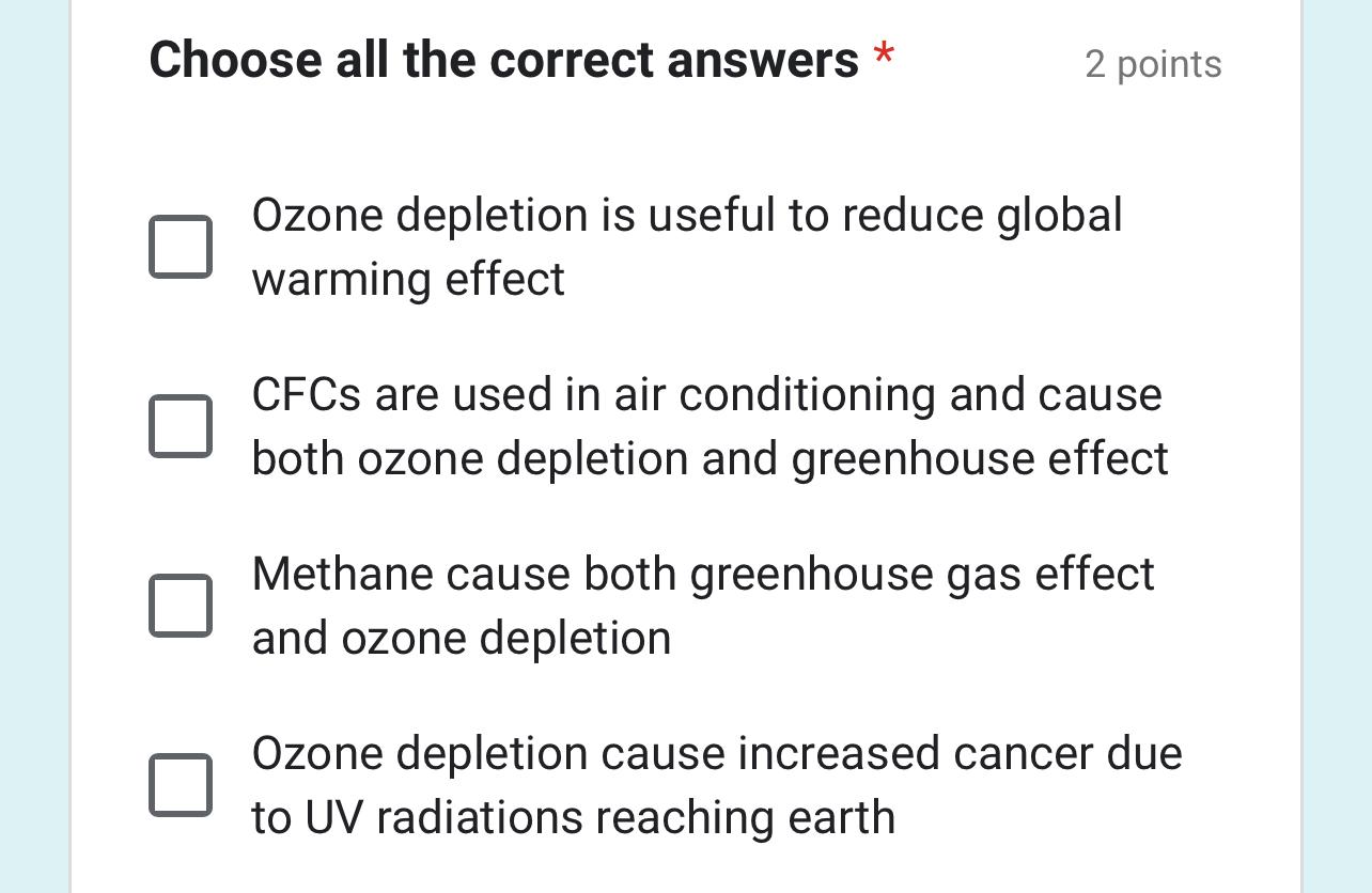 Solved Choose all the correct answers *2 ﻿pointsOzone | Chegg.com