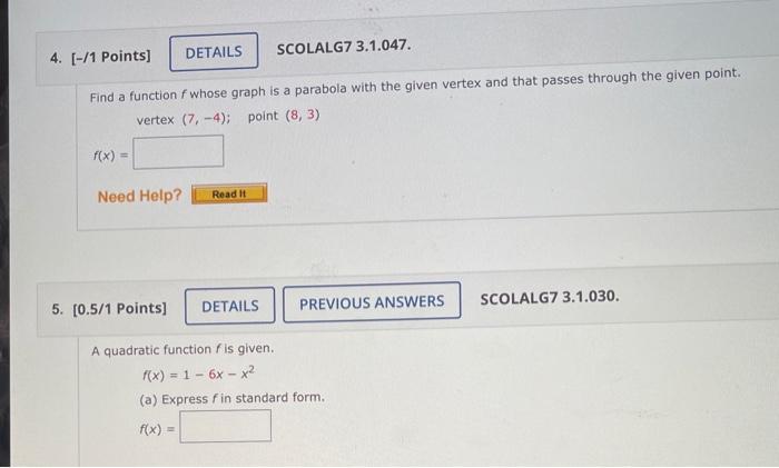Solved DETAILS SCOLALG7 3.1.047. 4. [-/1 Points) Find a | Chegg.com