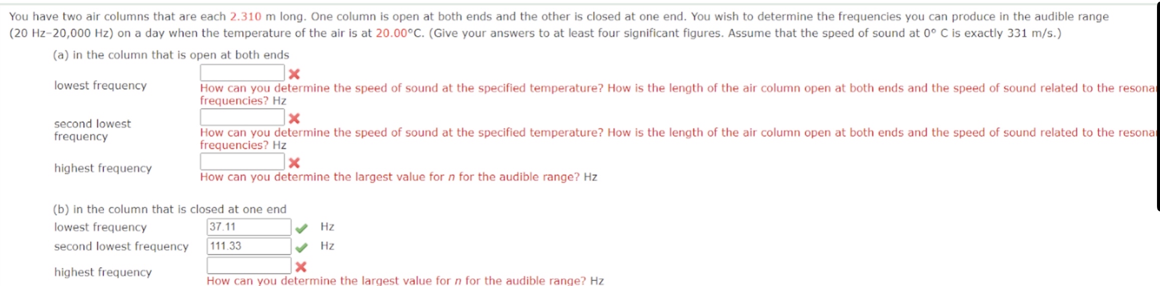 Solved You have two air columns that are each 2.310 ﻿m long. | Chegg.com