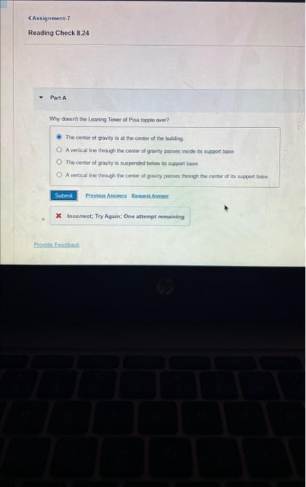 Solved Why doesrit the Leaving Tower of Pita togple over? | Chegg.com