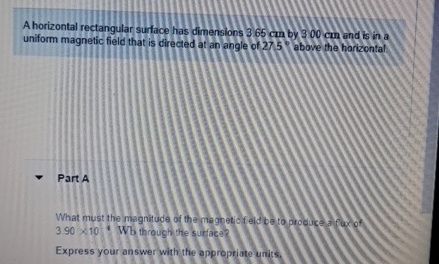 Solved A horizontal rectangular surface has dimensions 3.65 | Chegg.com