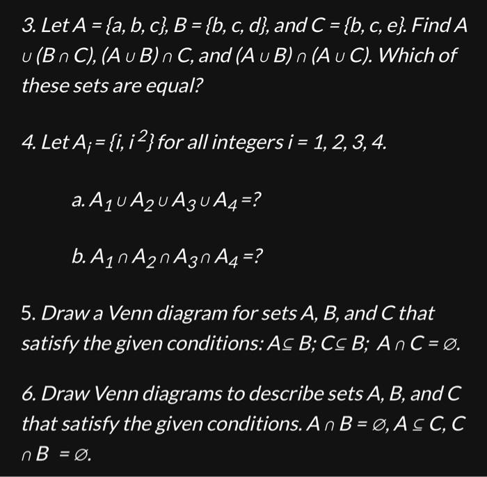 Solved 1. Let A={1,3,5,7,9},B={3,6,9}, and C={2,4,6, 8 ). | Chegg.com