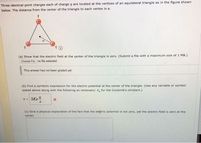 Solved Three identical point charges each of charge q are | Chegg.com