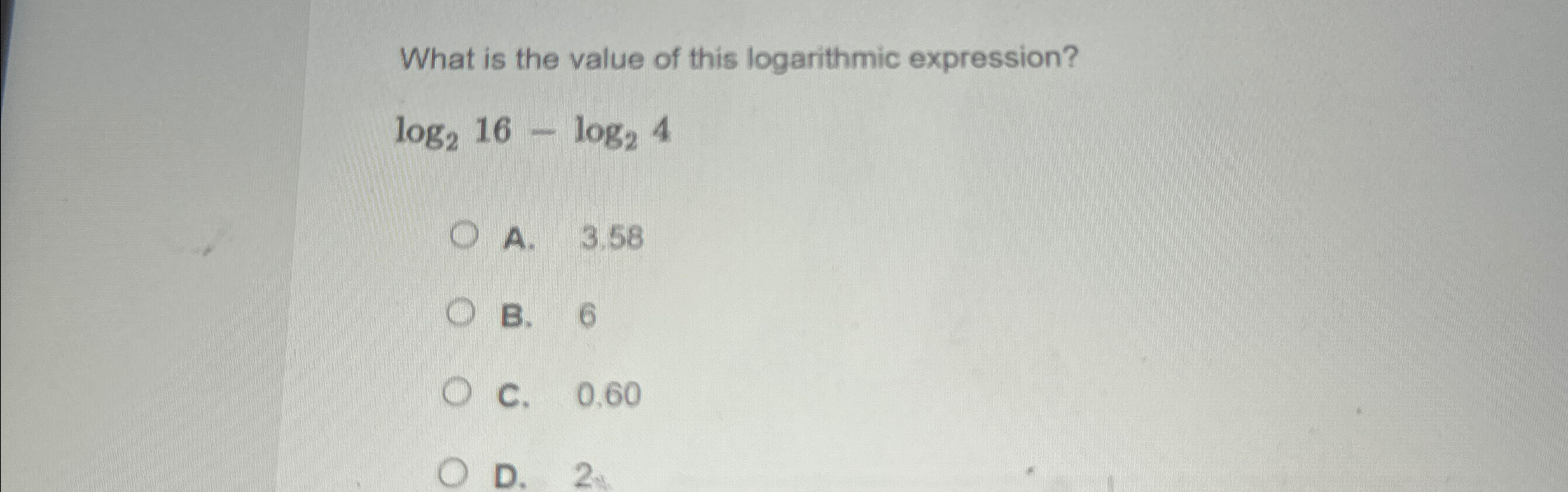 Solved What is the value of this logarithmic | Chegg.com