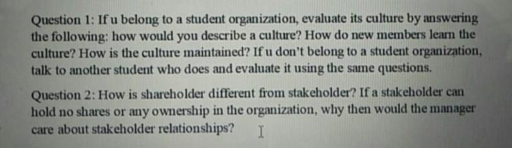 Solved Question 1: If u belong to a student organization, | Chegg.com