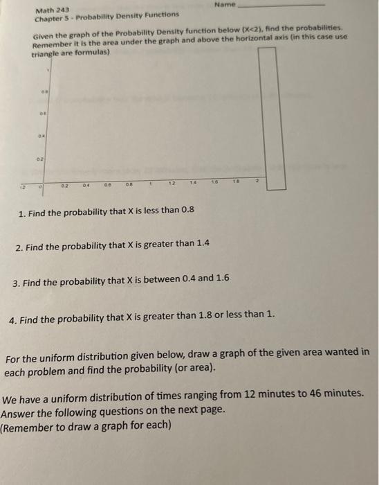 Given the graph of the Probability Density function | Chegg.com