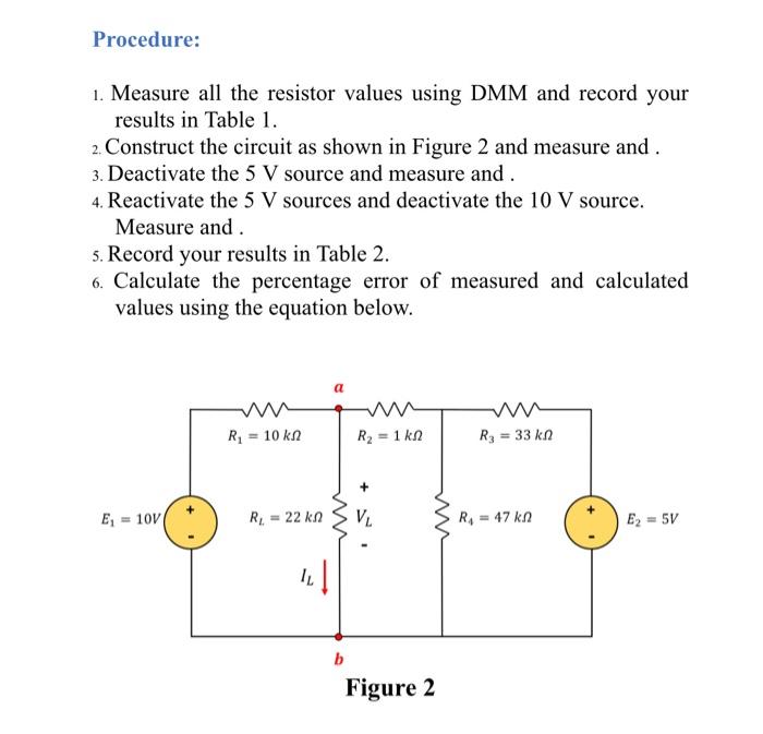 Procedure: 1. Measure all the resistor values using | Chegg.com