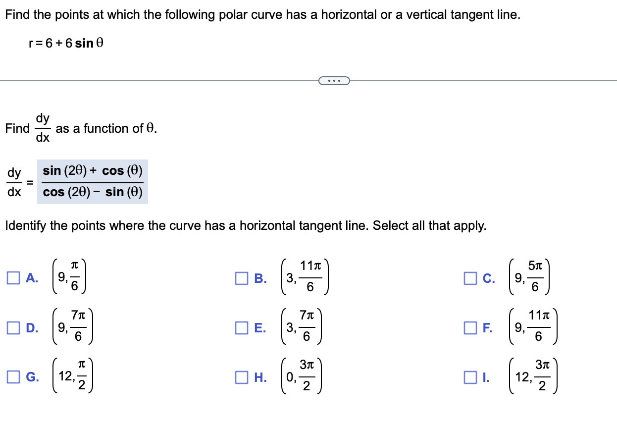 Solved Find the points at which the following polar curve | Chegg.com | Chegg.com