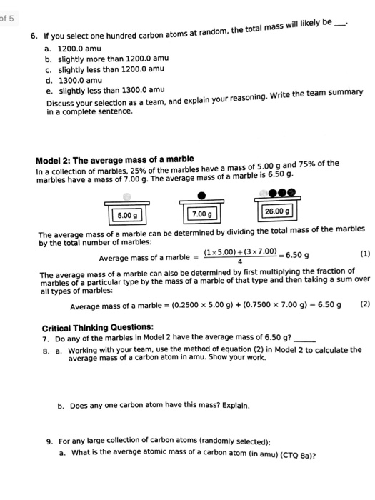 Atomic Number and Atomic Mass (Are all atoms of an | Chegg.com
